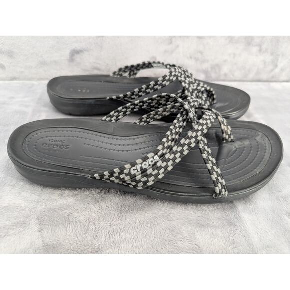 CROCS | Shoes | Crocs Swiftwater Braided Strap Black Sandals Womens Sz ...